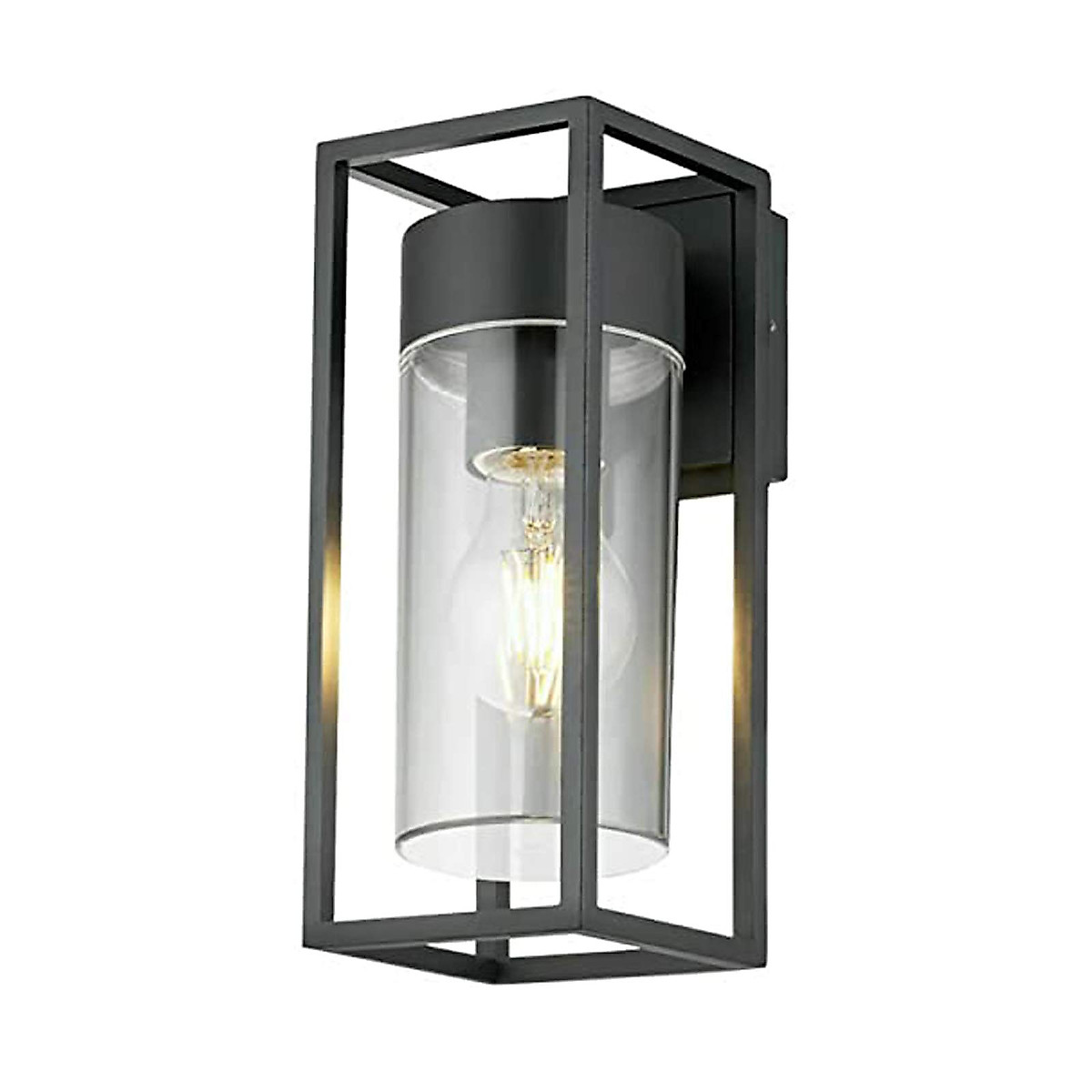 Jorunhe Rectangular Glass Wall Light, E26 E27 Wall Fixture Fitting on a Terrace, Front Door Light, for Home, Garden Wall Lantern Light, Clear Metal Lantern Garden Wall Lamp