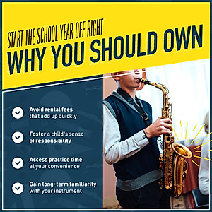 Mendini By Cecilio Eb Alto Saxophone - Case, Tuner, Mouthpiece, 10 Reeds, Pocketbook- Black & Gold E Flat Musical Instruments