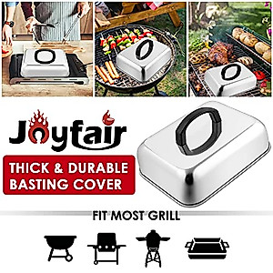 Joyfair 9 Inch Basting Cover, Stainless Steel Rectangle Cheese Melting Dome for Griddle Flat Top Grill Teppanyak, Ideal for Outdoor Grilling/Kitchen Steaming Cooking, Heavy Duty & Dishwasher Safe