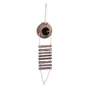 TOPINCN Coconut Shell Bird Nest Breeding Nest Pet Parrot Hideaway House with Rope Ladder for Bird and Small Animal Toy 2 Sizes (#2)