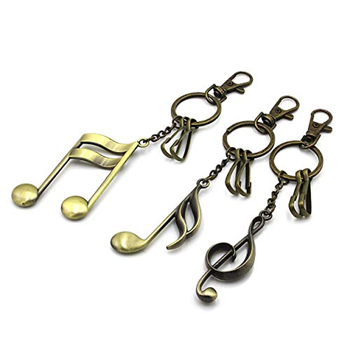 NEWOTE Vintage Bronze Music Note Keychains Men's Women Clef Treble Key Rings for Key BFF Relationship Gift, Set of 3