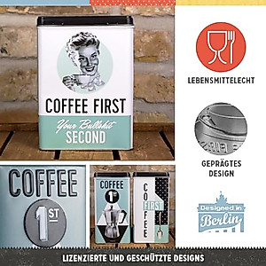 Nostalgic-Art 30146 Coffee First | Storage Jar | Storage Box | Coffee Tin/Metal L, 10 x 14 x 20 cm