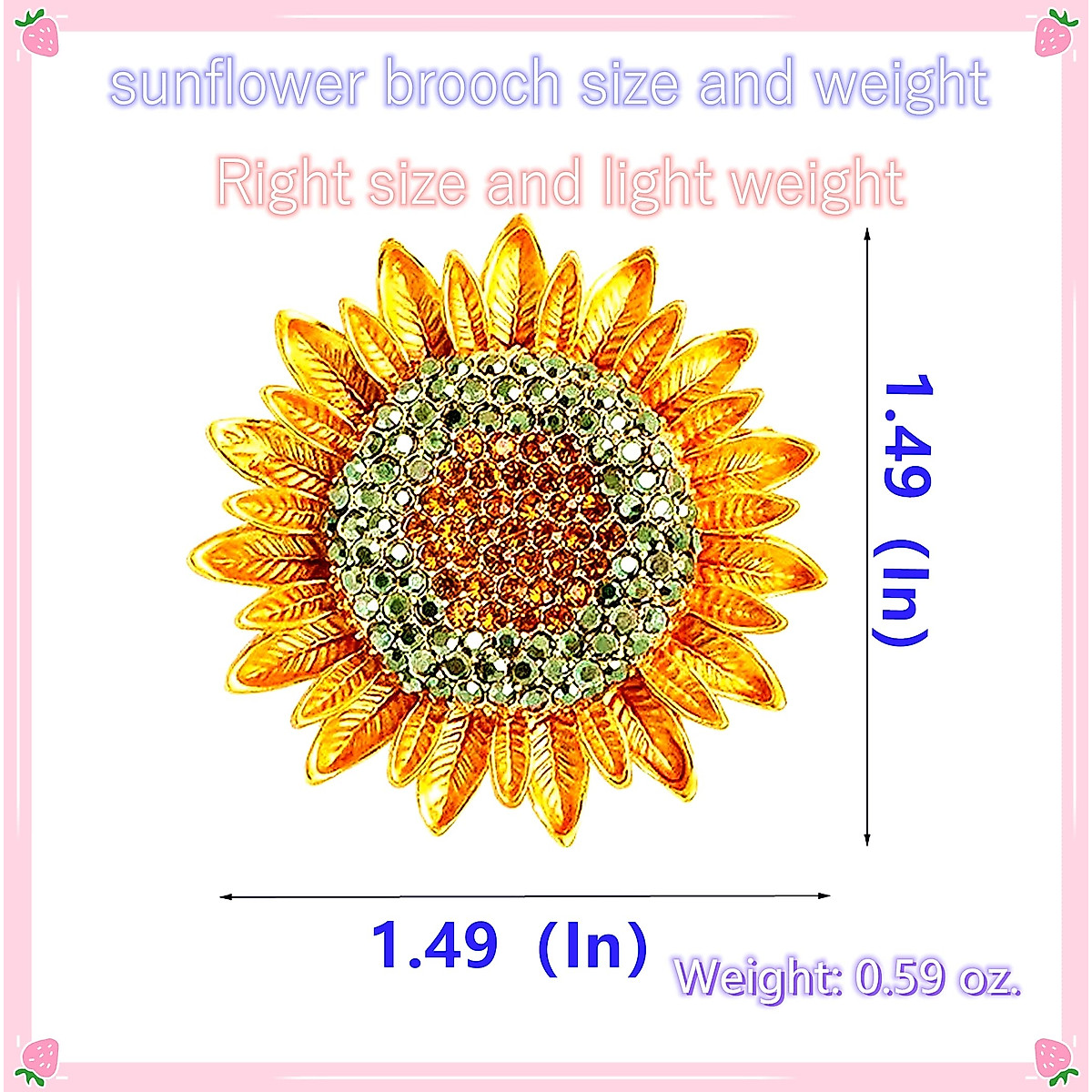 Sunflower brooch pins for women color crystal rhinestones retro handmade elegant sun flower brooches pins