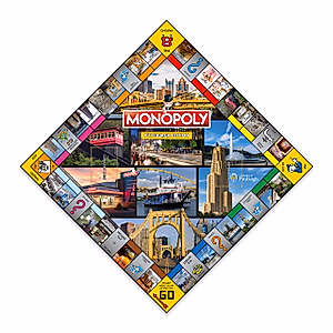 MONOPOLY Board Game - Pittsburgh Edition: 2-6 Players Family Board Games for Kids and Adults, Board Games for Kids 8 and up, for Kids and Adults, Ideal for Game Night