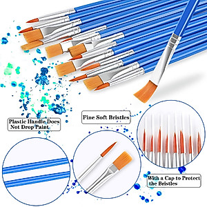 100 Pcs Paint Brushes Round Flat Small Brush Bulk for Detail Painting
