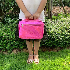 FlowFly Kids Lunch box Insulated Soft Bag Mini Cooler Back to School Thermal Meal Tote Kit for Girls, Boys,Pink