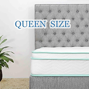 HIROHRTV Queen Size 10-Inch Cool Gel Memory Foam Innerspring Hybrid Mattress - Medium Firm, CertiPUR-US Certified, Mattress in a Box, Queen Support and Pressure Relief, Enhanced Breathability (Queen)