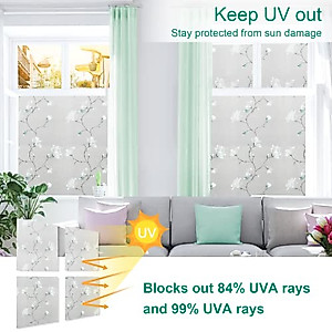 SUNBABY Magnolia Window Privacy Film: Stained Glass Window Film, Frosted Glass Window Film, Decorative Window Film, Window Cling Privacy Film