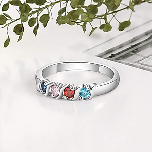 Grandma Rings with 4 Simulated Birthstones Personalized Family Jewelry Women's Promise Rings Mother's Day Gifts (7)