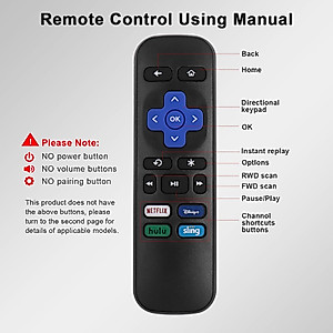 2 Pcs Replacement Remote Control Compatible for Roku Premlere, for Roku Box,for Roku Express,for Roku HD/XD/XDS/LT, for Roku 1/2/3/4 Remote Only【Not for Roku Stick and Not for Roku TV】