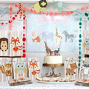 OurWarm 24pcs Woodland Party Favor Bags, 3D Animals Candy Treat Gift Bags with Thank You Stickers for Kids Woodland Animals Theme Baby Shower Birthday Party Decorations Supplies, 6 Styles