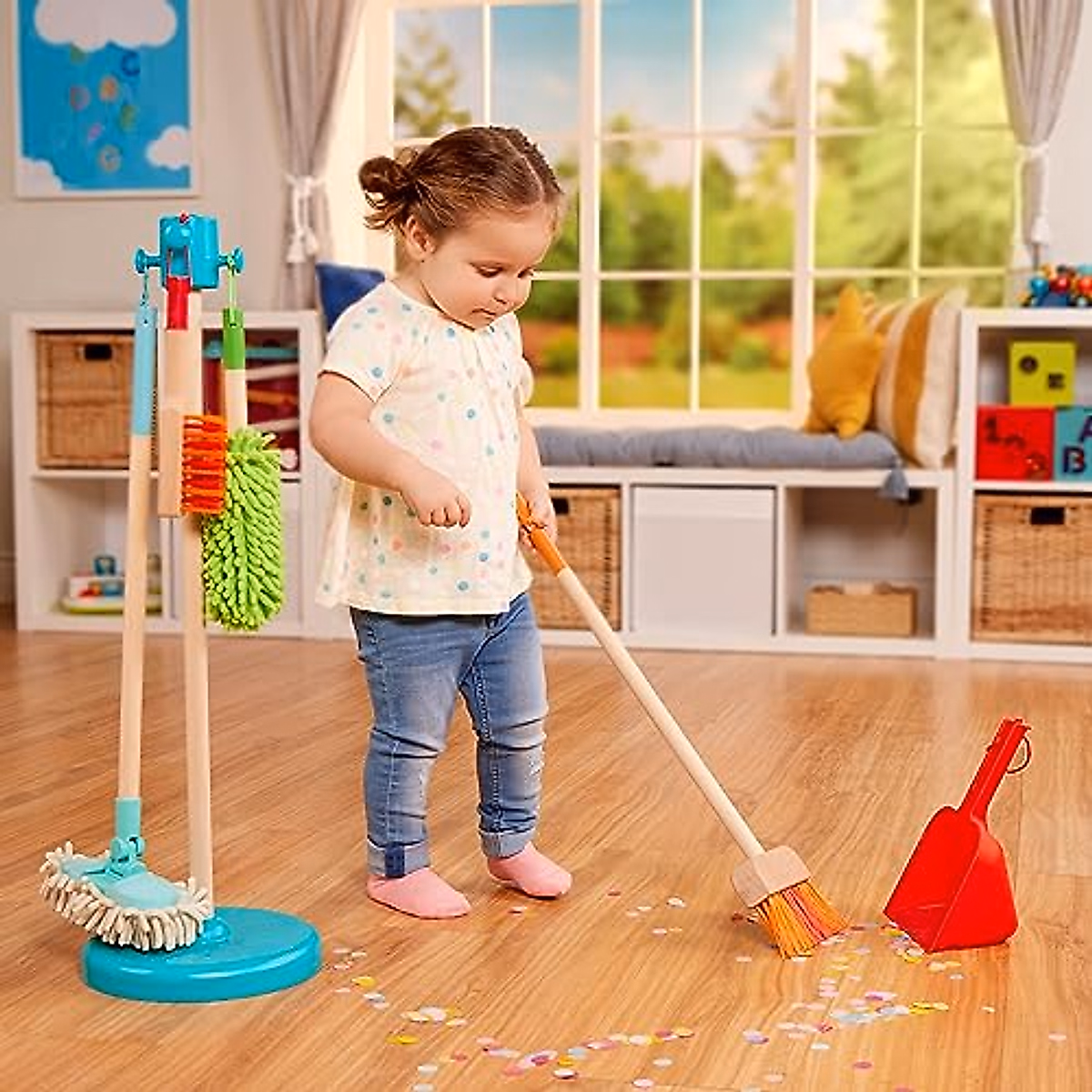 Battat- Kids Cleaning Set – Cleaning Toys For Toddlers, Children – Pretend Play Kit- Broom, Mop, Brush, Dustpan, Duster- Sweep n' Clean- 2 Years +