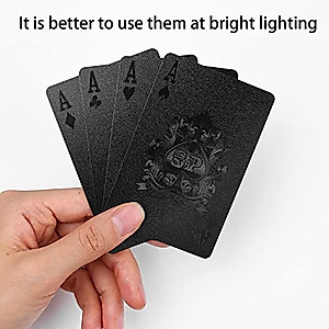 Joyoldelf Playing Cards, 2 Decks of Cards with Box, Cool Black Foil Poker Cards/Waterproof Playing Cards - Classic Magic Tricks Tool for Party and Game