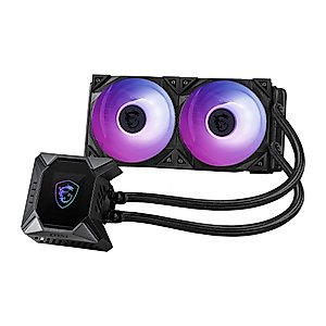 MSI MPG CORELIQUID K240 CPU Liquid Cooler-LCD Pump with 60mm Fan,2 x 120mm ARGB TORX Fan 4.0,Evaporation-Proof Tubing,GI Cooling and Mystic Light Software-AMD and Intel Socket Compatible