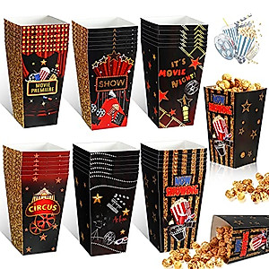 36 Pcs Movie Night Popcorn Boxes Popcorn Buckets 6 Inch Popcorn Bowl Popcorn Cups Popcorn Containers Movie Night Party Favor Treat Boxes for Theater Candy Birthday Cinema Carnival Circus Supplies