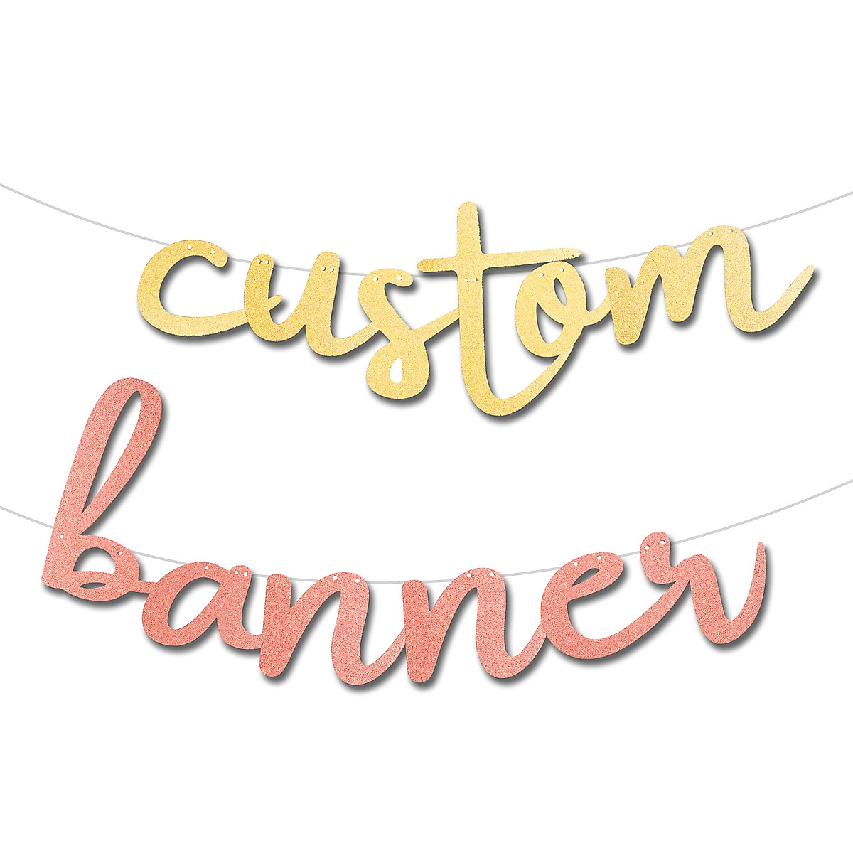 envizins Custom Cursive Script Lowercase Gold, Rose Gold, Silver Glitter Letter Banner, You Could Personalize a Phrase-Word-Number-Name-symbol. Roll String Included