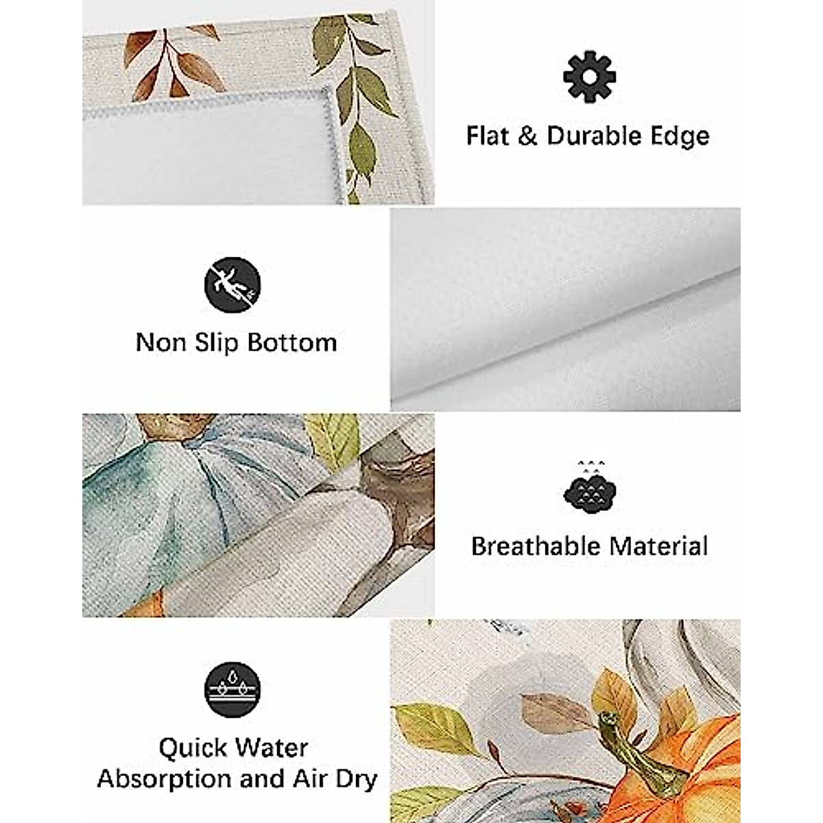 Thanksgiving Fall Outdoor Rug for Patio/Deck/Porch, Non-Slip Area Rug 6x9 Ft, Orange Teal Grey Pumpkin Maple Leaf Rustic Indoor Outdoor Rugs Washable Area Rugs, Reversible Camping Rug Carpet Runner