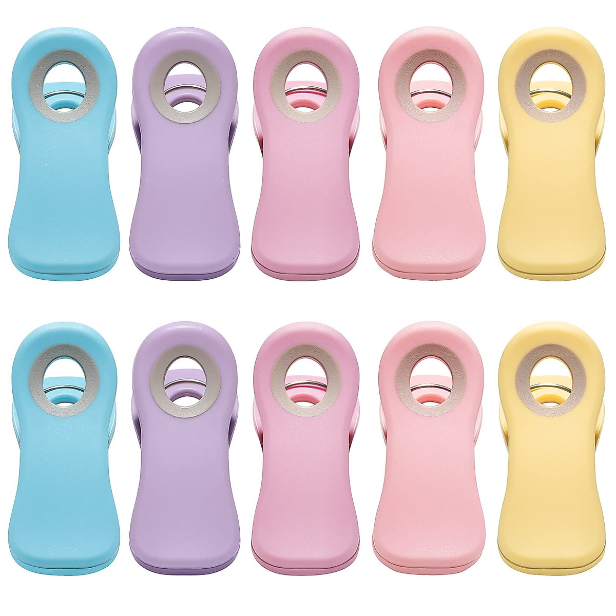 Hasanni Magnetic Clips - Food Clips, Chip Clips, Bag Clips for Food Storage with Air Tight Seal Grip for Bread Bags, Snack Bags and Food Bags (Pack of 10, Pastel Colors)