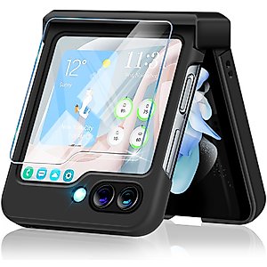 Design for Samsung Galaxy Z Flip 5 5G Case, Ultra Slim Lightweight Galaxy Z Flip 5 Flip Case PC Material Hard Hinge Protection Cover for Samsung Z Flip 5 Phone Case Support Wireless Charging (Black)
