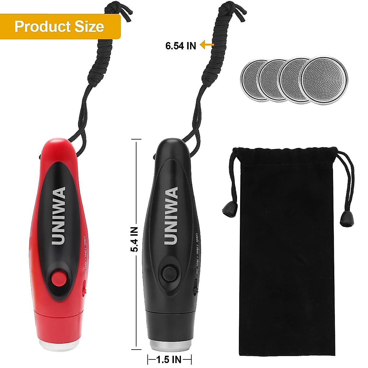 UNIWA Electronic Whistles, 2 Pack Handheld 3 Tone High Volume Electric Whistle with Lanyard for Teacher Coach Referee, Loudest Emergency Whistle Volleyball Soccer Sports Whistle