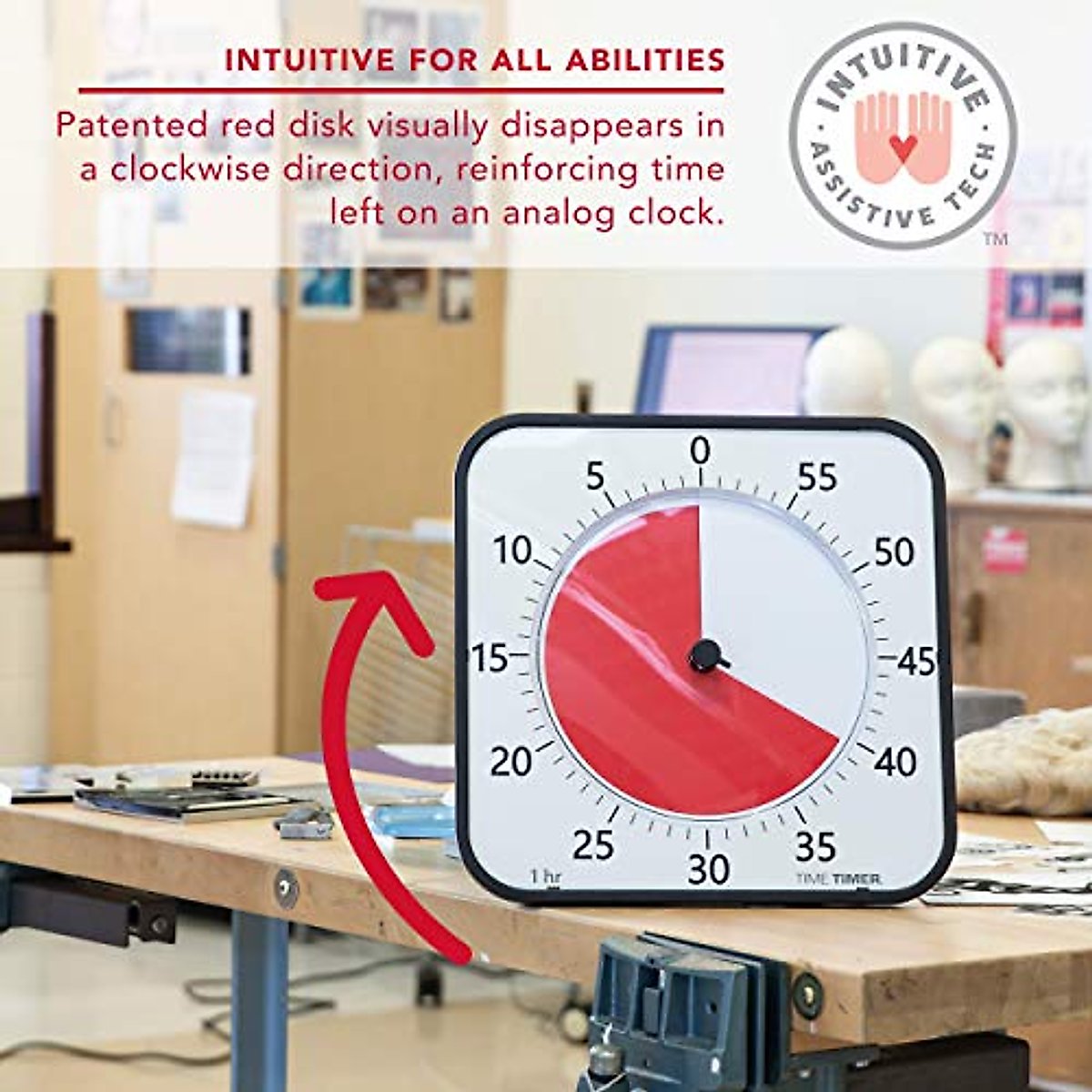 TIME TIMER MAX - Extra-Large 17" Visual Analog Timer, 8-Duration Settings, Interchangeable Faces, Optional Alert, No Loud Ticking - for Kids Classroom Homeschooling and Teacher Tool (Black)
