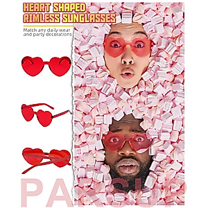 PARSUP 14 Pairs Heart Shaped Rimless Frameless Sunglasses Transparent Candy Color Glasses Tinted Eyewear Bachelorette Party Favors Photo Booth Props,14 Colors