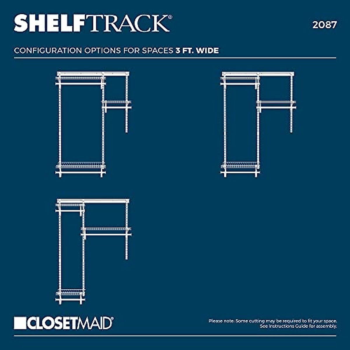 ClosetMaid 2087 ShelfTrack 2ft. to 4ft. Adjustable Closet Organizer Kit, White