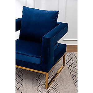 Roundhill Furniture Lenola Upholstered Accent Arm Chair, Blue 29.75D x 27.5W x 34.5H Inch