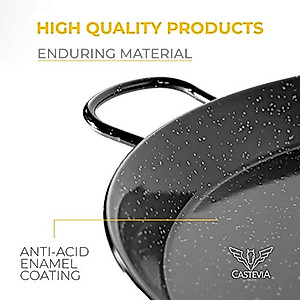 Castevia 13.5-Inch Enameled Steel Paella Pan, 34cm / 6 servings