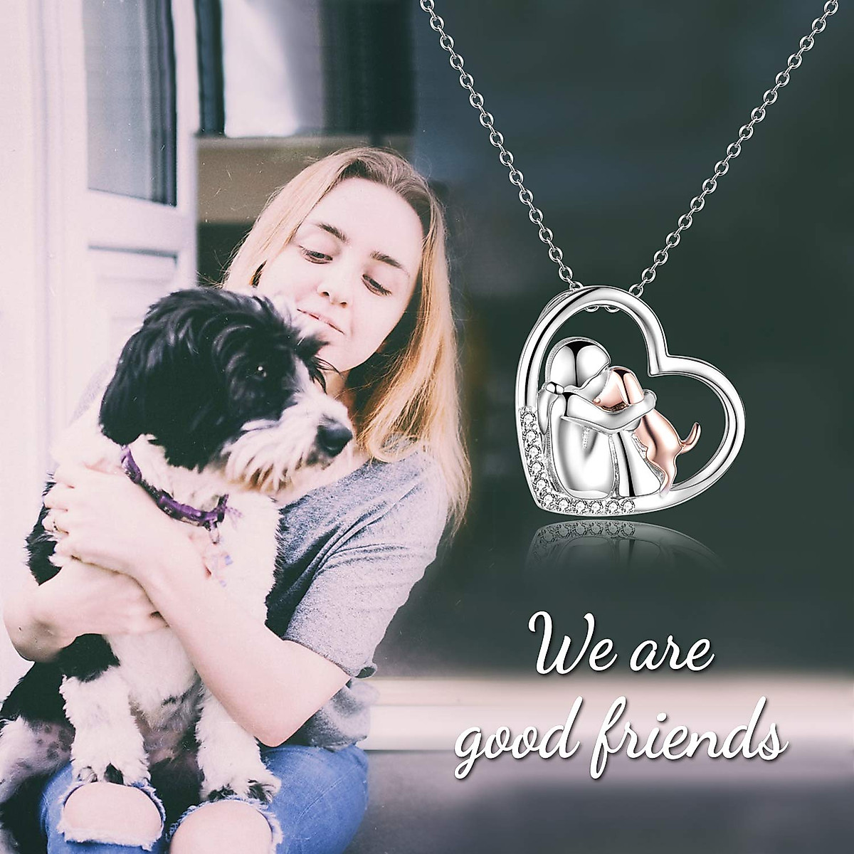 YFN Sterling Silver Keepsake Dog Pendant Necklace Dog Lover Memorial Gifts for Women (Dog Necklace)