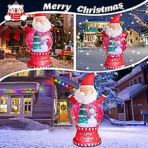 WONDER GARDEN Christmas Inflatable Blow Up Santa Claus with Build-in Rotating LEDs Inflatables for Holiday Party Xmas Lawn Garden Yard Decorations