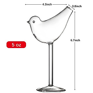 USEEKRIL Cocktail Glass Set of 2 Bird Glasses Drinking Bird Shaped Wine Glass 5oz Unique Bird Shape Martini Goblet Glassware Champagne Coupe Glass for KTV Home Bar Club