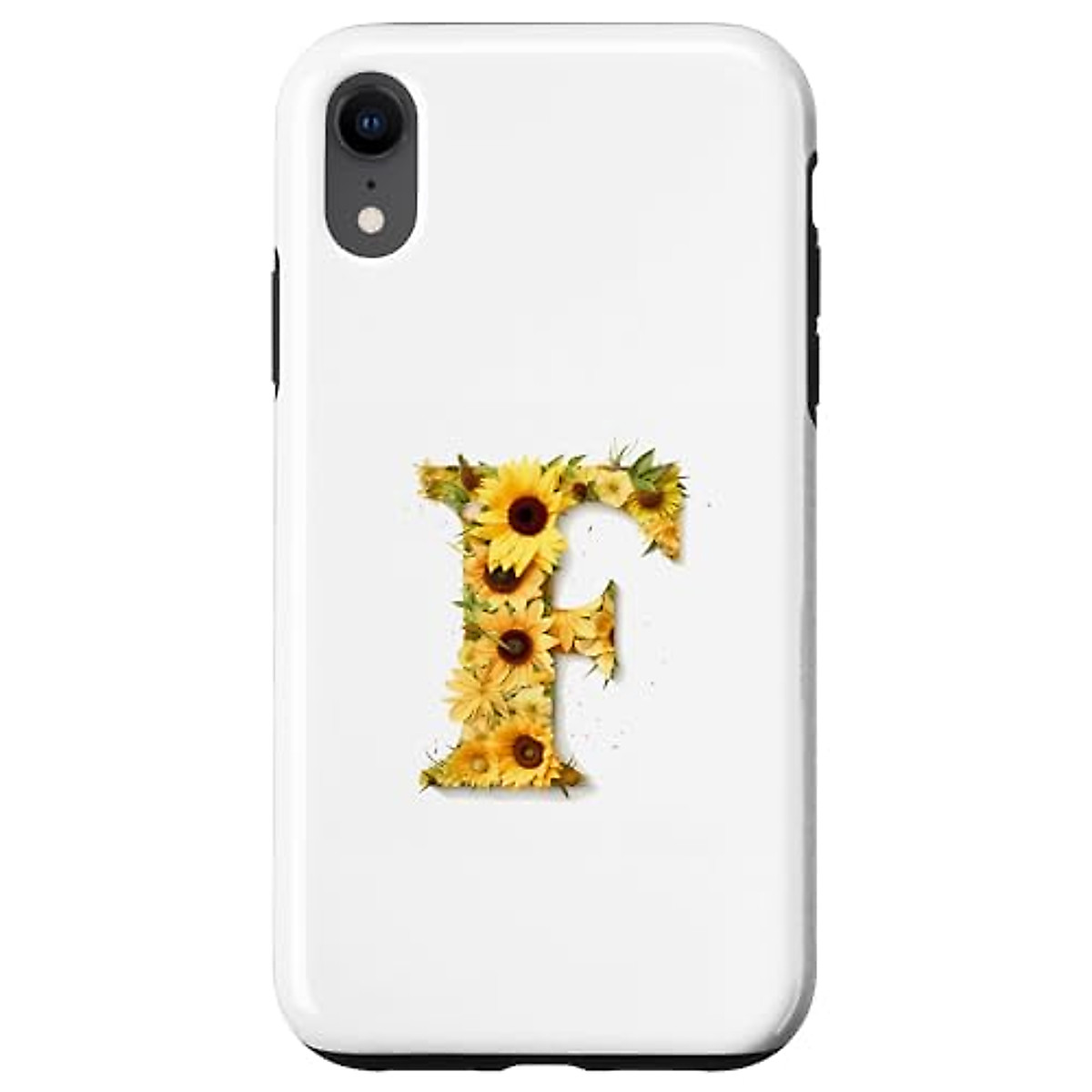 iPhone XR Letter F Initial Monogram Sunflower Minimalist Women Yellow Case