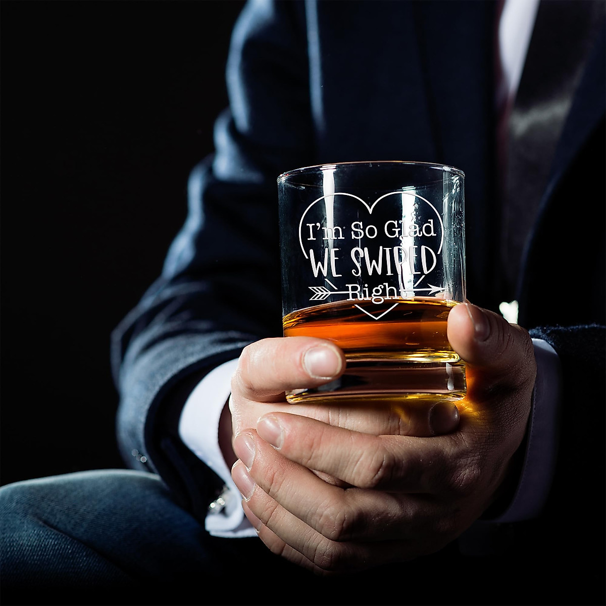 Im So Glad We Swiped Right With Heart Arrow Online Dating Round Rocks Glass - Bumble Gift, Tinder Gift, Online Dating, Valentines Gift, Boyfriend Gift