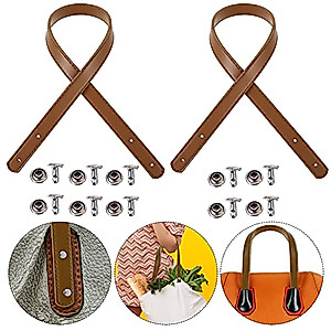 ULTNICE Crossbody Purse Strap 2 Set Leather Handbag Handles Cowhide Leather Purse Straps Replacement Belt with Rivets for DIY Purse Making Sewing Supplies Crossbody Tote