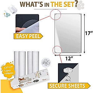 U-LIAN 12 Pack Anti Scratch Furniture Protector Couch Protector for Cats Couch Corner Scratch Furniture Protector Cat Tape Gift Scratching Deterrent Plastic Covers for Sofa Training 17" L x 12" W