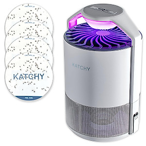 Katchy Indoor Insect Trap - Catcher & Killer for Mosquitos, Gnats, Moths, Fruit Flies - Non-Zapper Traps for Inside Your Home - Catch Insects Indoors with Suction, Bug Light & Sticky Glue (White)