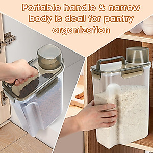 TBMAXS Rice Storage Container 10 Lbs, Airtight Food Dispenser with Large Spout and Cup for Rice, Cereal, Flour, Oatmeal, Pet Dog Cat Food Storage