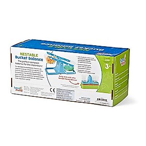 hand2mind Blue Nestable Bucket Balance, Clear Double Bucket Balance Scale for Liquids and Solids, Easy to Assemble Kids Scale, Space Saving Storage Base, Balance Scale for Classroom (Set of 1)