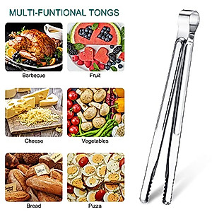 3 Pieces Korean BBQ Tongs Kitchen Stainless Steel Locking Grill Tong Cooking Non Slip Food Metal Tong for Cooking, Serving, Barbecue, Thanksgiving, Halloween, Christmas, 8.7 Inch, 10Inch,11.7Inch