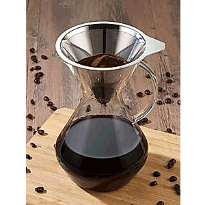 Modern-Depo Glass Coffee Maker Pour Over 34 Ounce/ 1000ml with Coffee Dripper Filter and Handle