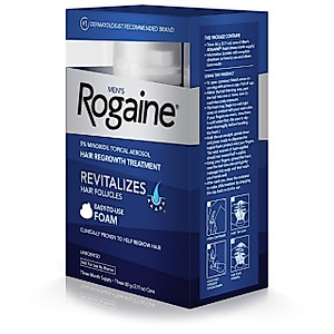 Men's Rogaine 5% Minoxidil Foam for Hair Loss and Hair Regrowth, Topical Treatment for Thinning Hair, 3-Month Supply ( Pack of 3)