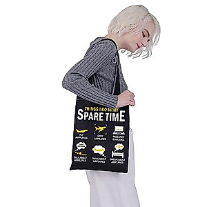 Airplane Lover Gifts Airplane Tote Bag Things I Do In My Spare Time Airplane Enthusiast Aviation Pilot Gifts Canvas Tote Bag (Time Airplane tote)
