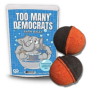 Too Many Democrats Bath Balls - Funny Bath Bombs, XL Black Cherry Fizzers, Handcrafted, Made in The USA, 2 Count
