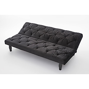 GPCRAC Convertible Folding Sofa Bed, Futon Sofabed with 3 Adjustable Positions for Living Room, Home, Office Dorms, Compact Living Spaces (Black)