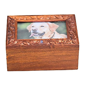 Wooden Photo Urn Box for Cat and Dog Ashes |Wood Cremation Urns for Pet Ashes | Funeral Urns | Decorative Urns | Burial Urns ((A))