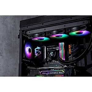 MSI MAG Series CORELIQUID 360R, aRGB CPU Liquid Cooler (AIO): Rotatable Blockhead Design, 360mm Radiator, Triple 120mm aRGB PWM Fans