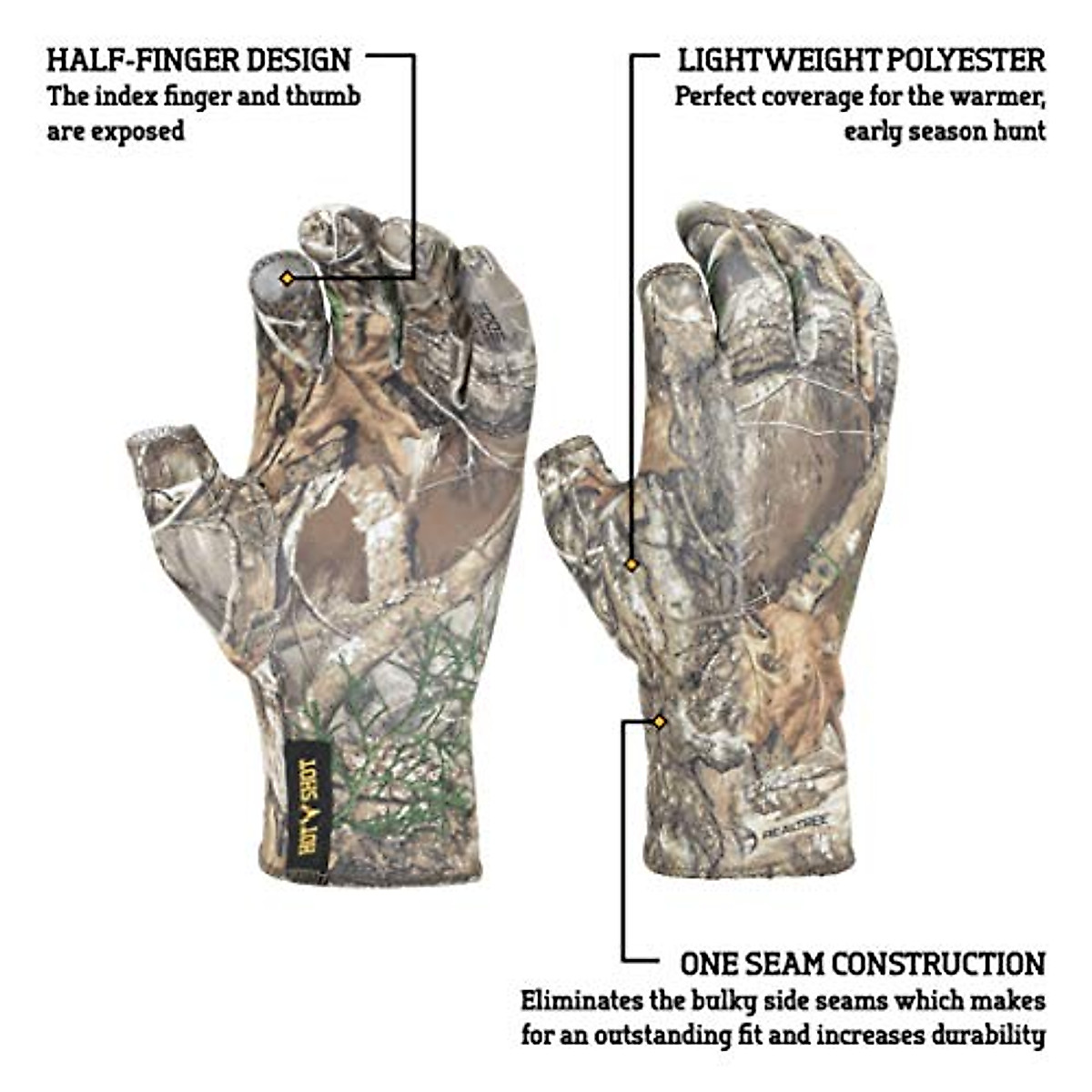 Hot Shot Men's Copperhead Stretch Three Finger Glove – Outdoor Hunting Gloves