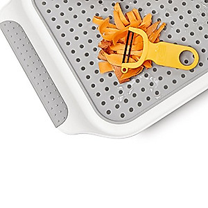 madesmart Soft Draining Sink Mat - White, Grey | SINKWARE COLLECTION | Dry Cups, Utensils, or use to Catch Food Prep | Soft-grip Handles for Portability | Non-slip Rubber Feet | BPA-Free