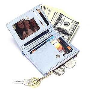 FEITH&FELLY Small Bifold Wallet for Women Zipper Coin Purse Credit Card Holder